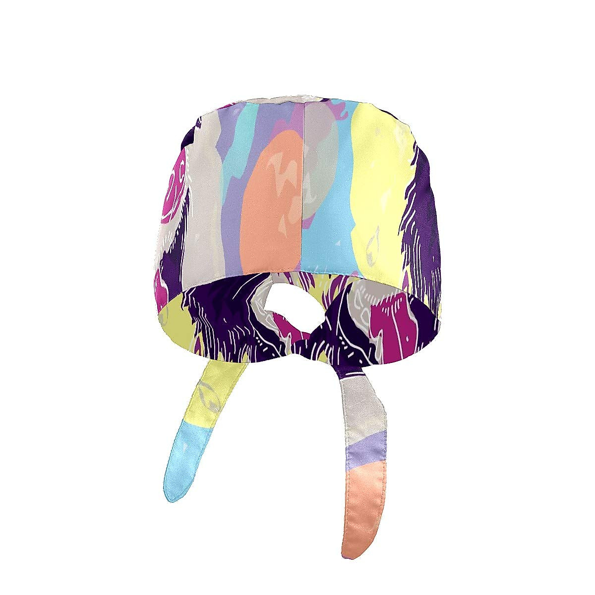 Women's Working Cap with Button and Sweatband, Head Covers Adjustable Tie Back Hat Headwraps Reusable Caps 3D Printed for Men Border Collie Dog Paint Watercolor