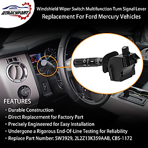 Windshield Wiper Switch Multifunction Turn Signal Lever | Replacement for 2002-2006 Ford Expedition, Ford Explorer, Mercury Mountaineer | Replaces# SW3929, 2L2Z13K359AAB, CBS-1172