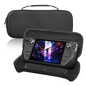 Emvaoal Carrying Case Compatible with Steam Deck, Fit Ac Adapter Chargers, with 16 SD Games Cartridges Portable Travel Carrying Case Pouch for Steam Deck Console & Accessories
