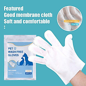 Felico Pet Wash Free Grooming Gloves, 6Pcs Cleaning Cat Dog Wipes for Face, Ear, Eye, Paws Pet Body Rinse Free Gloves, No Rinse Thick Extra Puppy Wipes, Disposable Plant-Based Dog Bath Wipes