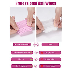 TEOYALL Lint Free Nail Wipes, 400 PCS Non-Woven Fabric Nail Cleaning Pads Pink Lash Extensions Glue Cleaning Wipes Nail Salon Supplies (400 PCS)