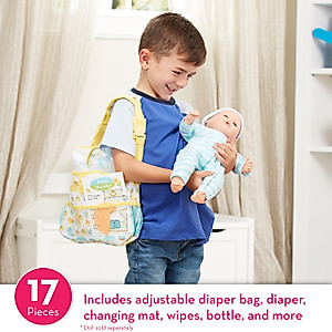 Melissa & Doug Mine to Love Travel Time Play Set for Dolls with Diaper Bag, Bottle, Sunscreen, More (17 pcs) - Baby Doll Accessories, For Kids Ages 3+
