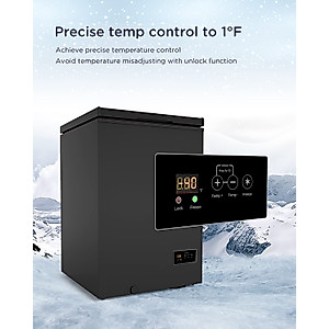 SOUKOO Chest Freezer Super-low temperature Freezers 14℉ to -40℉ (Black, 3.5 Cubic Feet), (UlTRA)