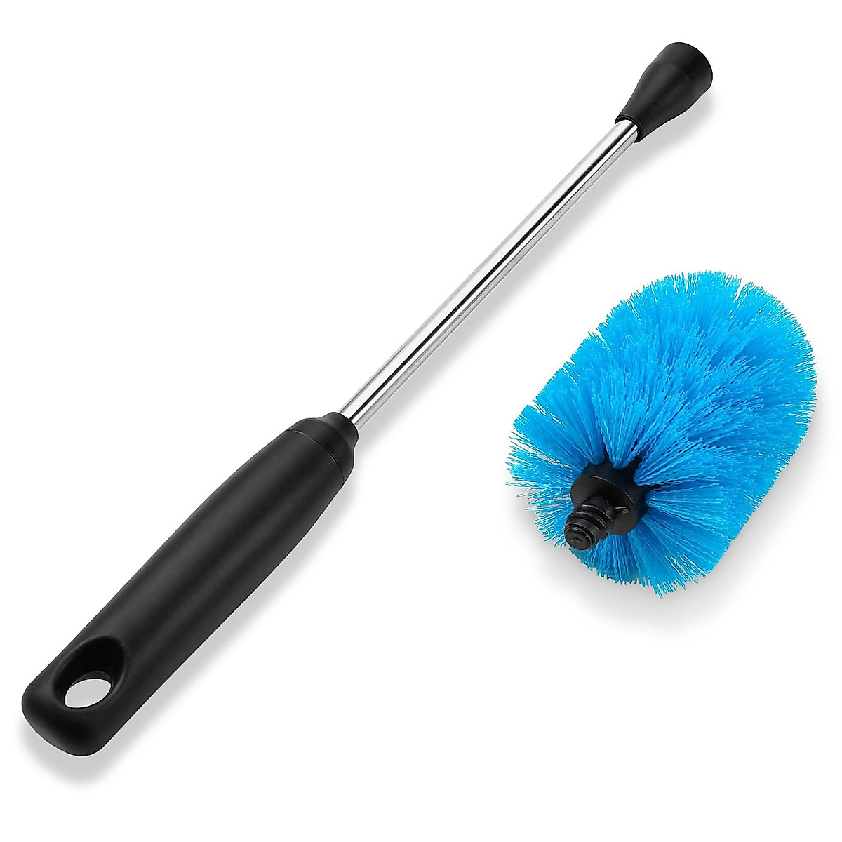 MOSOLAN Stainless Steel Bottle Brush, 2 Pack Long Handle Water Bottle Scrubbing Brush with Removable Head, Built for Cleaning Sports Bottles, Baby Bottles, Cups, Mugs, Glasswares, Flask, 13 in - 15 in