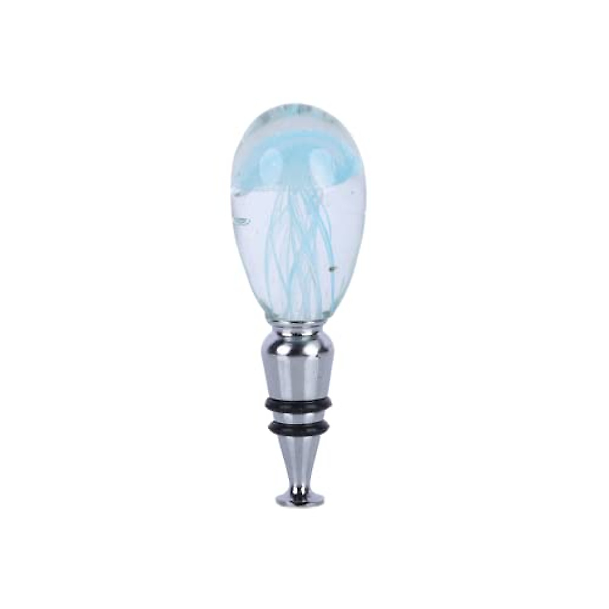 Glass Jelly Fish Wine Stopper - Light Blue