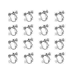 WOIWO 10PCS Clip-on Earring Components for Non-Pierced Ears, with Adjustable Screw, 14x15mm Silver