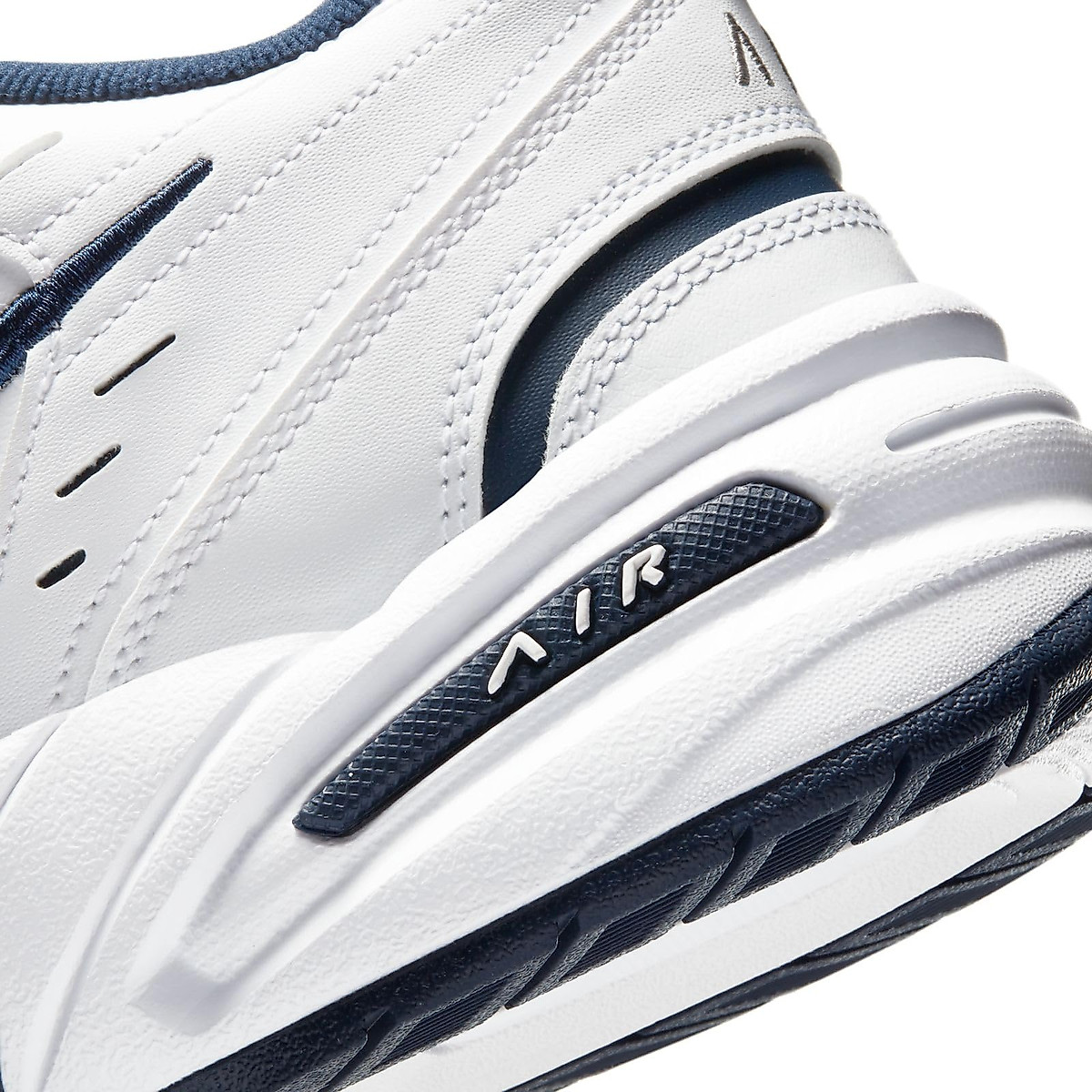 Nike Men's Air Monarch IV Cross Trainer, White/Metallic Silver/Midnight Navy, 8.5