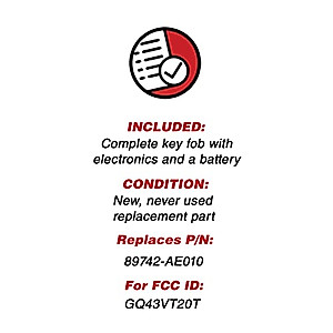 KeylessOption Keyless Entry Remote Fob Uncut Blank Car Key for GQ43VT20T