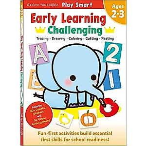 Play Smart Early Learning: Pre-k Activity Workbook : Learn Essential First Skills: Tracing, Coloring, Shapes, Cutting, Drawing, Picture Puzzles, Numbers, Letters; Go-green Activity-board
