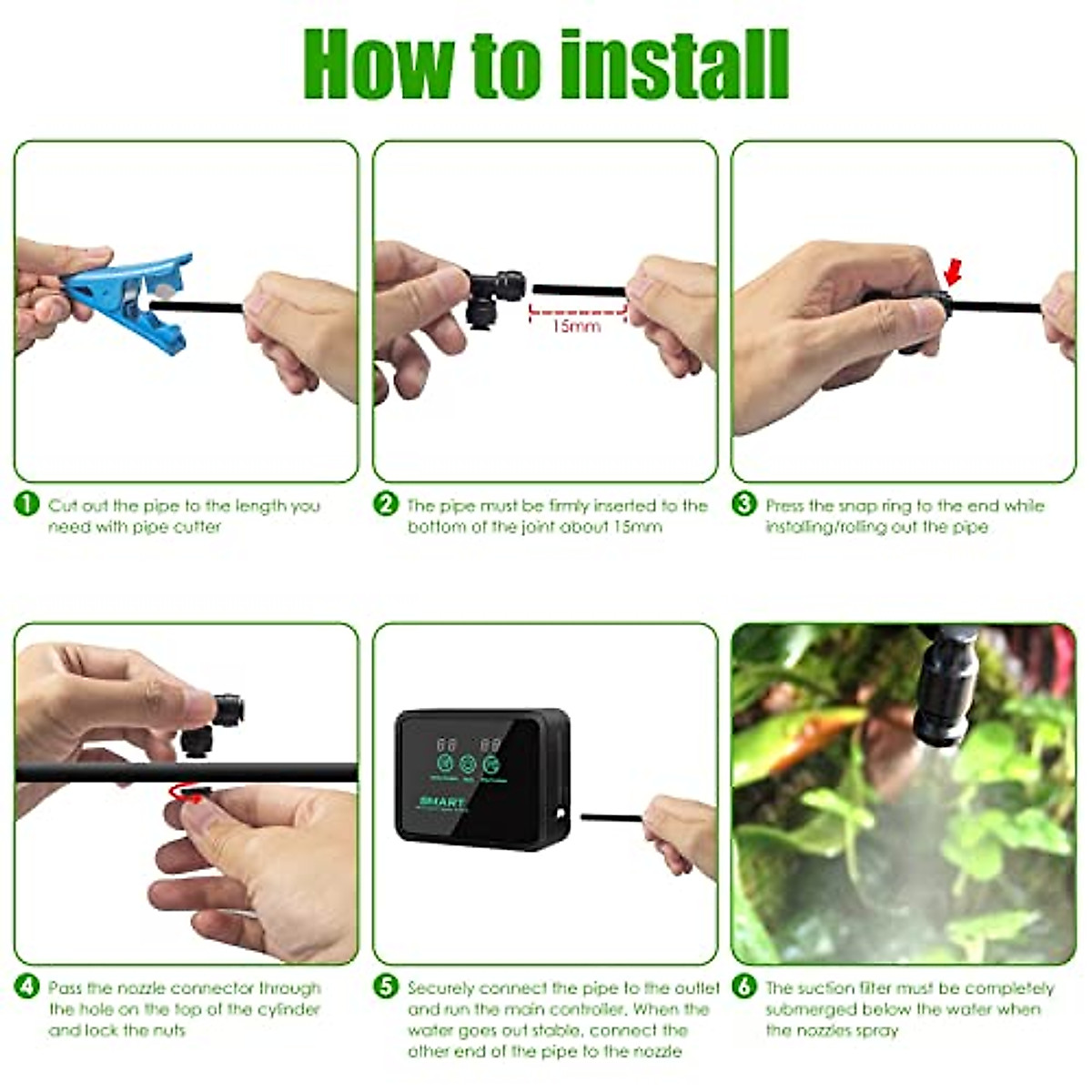 Reptile Humidifier, Smart Sprayer, Automatic Mister for Reptiles, 360°Adjustable Misting Spray System Adjustable Spray Nozzles for Reptiles Chameleons Herbs