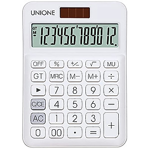 UNIONE Pink Calculator with a Bright LCD, Dual Power Handheld Desktop. Business, Office, High School