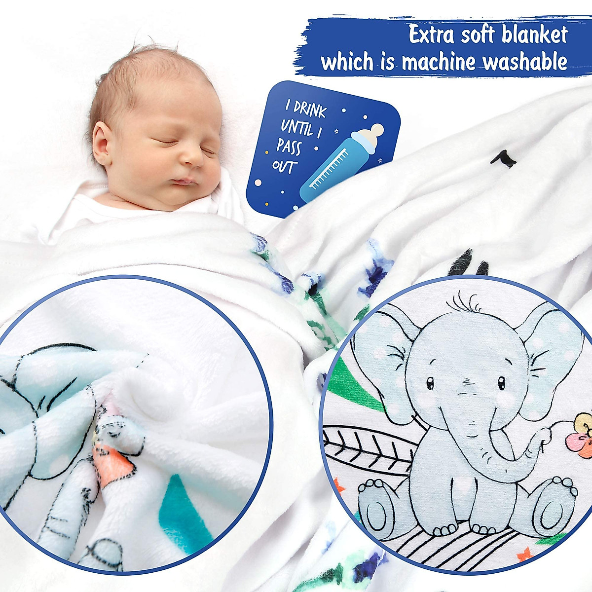 ATHENA FUTURES Baby Monthly Milestone Blanket for Boys Girls - Soft Fluffy Unisex Design - 60 x 40 in - 1 to 12 with Weeks and Months - Wreath and String Markers, 18 Baby Occasions Cards and an e-Book