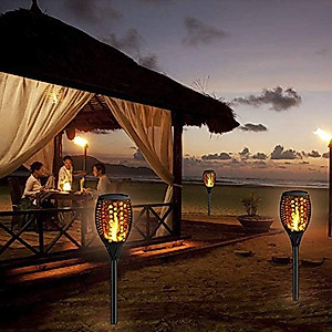 YKB Solar Lights Outdoor Upgraded, Solar Torch Light with Flickering Flame Landscape Lighting Patio Decor Dusk to Dawn Auto On/Off 96 LED Solar Pathway Lights 4 Pack for Deck Yard Garden Driveway