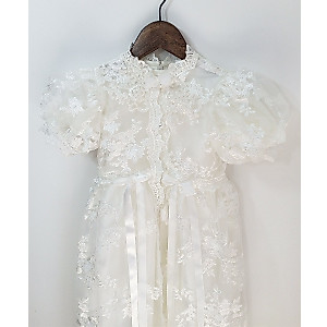 Abaowedding® Lace Christening Gowns Baby Baptism Dress Newborn Baby Dress (9 M) White