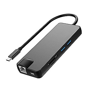 ZPLJ High-Speed 8 in 1 USB Extension Splitter with Ethernet Port 4K HDMI 2 USB 3.0 and 1080P VGA PD Charging Support SD TF Card Reader Compatible for Flash Drive Laptops USB Hub Adapter Portable