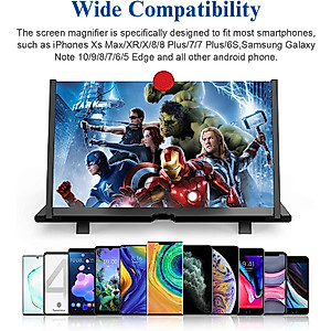 14" Screen Magnifier – 3D HD Cell Phone Magnifing Screen Enlarger Projector for Movies Videos and Gaming – Foldable Phone Stand Holder with Screen Amplifier Compatible with All Smartphones