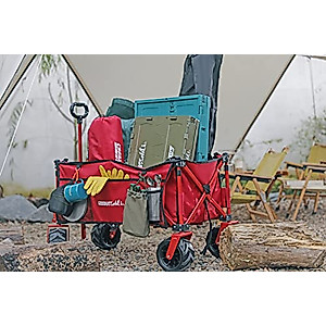 Utility Folding Wagon Garden Carts with Wood Roll Table, Heavy Duty Wagon Shopping Cart for Sports Outdoor Camping Fishing (with Wood Roll Table)