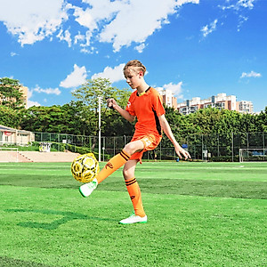 PodiuMax Handle Solo Soccer Kick Trainer with New Ball Locked Net Design, Soccer Ball Bungee Elastic Training Juggling Net (Fits Ball Size 3, 4, 5) (Yellow)