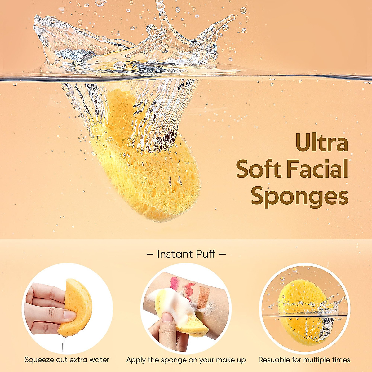 GAINWELL 100PCS Compressed Facial Sponges, Cleansing, for Personal Spa Esthetician Use
