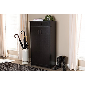 Baxton Studio Valdoise Shoe Cabinet, Wenge Dark Brown