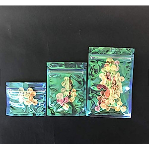 Resealable Holographic Pink Clear Zipper Packaging Bag 100 Pack for Food Storage, Eyelash, Jewelry, small business, small products (Holographic Clear4x6'' (10 x 15 cm)