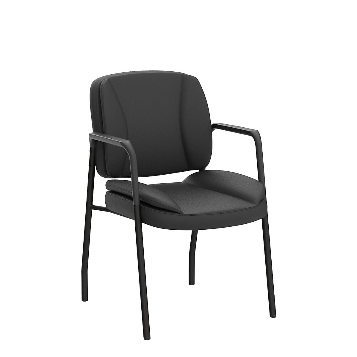 Furniwell Office Guest Chair Wating Room Reception Chairs Set of 2, PU Leather Executive Desk Chair with Padded Armrests for Meeting Conference (Black)