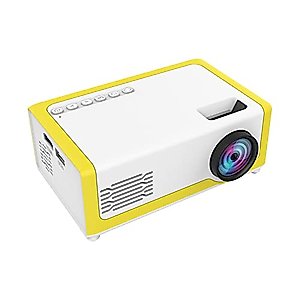 1080p HD Projector, Portable Mini Movie Projector Built-in Speaker, Home Theater Video Projector Compatible with HDMI, VGA, USB, Laptop Computer Small Projectors (Yellow/White)