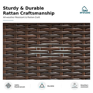 MFSTUDIO Patio Brown Woven Wicker Chairs Set, Oversized Outdoor Patio Wicker Rattan Dining Chairs Set of 4 with Extra Wide Seat, 4 Patio Resin Chair Sets with Armrests and Cushions, 330lbs