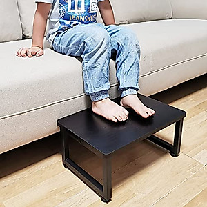 TSTWETO Step Stool, Wooden Step Stools for Adults Kids, Wood Bedside Bed Steps for High Beds, Heavy Duty One Stepping Stool for Kitchen Bathroom Bedroom, Hold Up 400 Lbs Capacity -Black