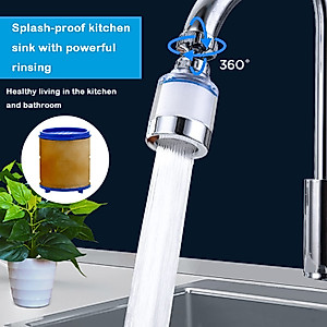 Pzlobiet Bathroom Sink Water Filter, 360 Rotating Faucet Filter Removes Heavy Metals and Hard Water, Made of ABS and Stainless Steel, Easy to Install and Clean