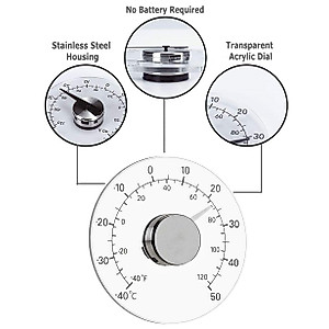 GuDoQi Indoor Outdoor Window Thermometer, No Battery Required, Transparent Dial, Weather Thermometer, Accurate Readings for Home, Office, Patio