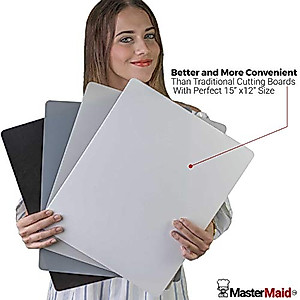 MasterMaid New Non Slip Flexible Kitchen Cutting Mats in Unique Modern Neutral Colors, Non-Porous Chopping Surface, Anti Slip, Dishwasher Safe, BPA Free, Set of 4pcs