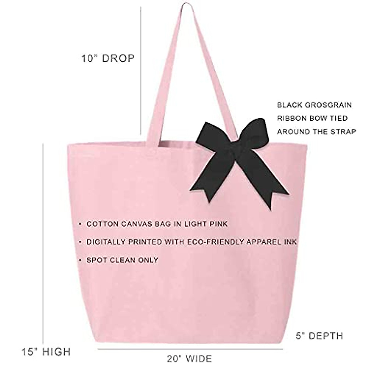 Pink Tote Bags with Black Bow - Alpha Chi Omega Tote Bag - Large Canvas Tote Bag for Women and Sisterhood
