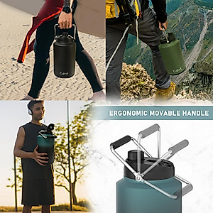 Cafezi 1 Gallon Water Jug, 2-in-1 LID, Flip Straw and Spout, Insulated Triple Wall 128 oz Water Bottle for Cold & Hot Drinks, Leak Proof, Top Handle, Great for Beach Days, Sports, Fishing, Camping