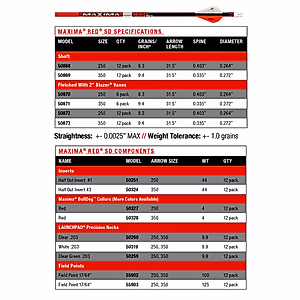 Carbon Express Maxima Red SD 350 Shafts - 12pk, Black