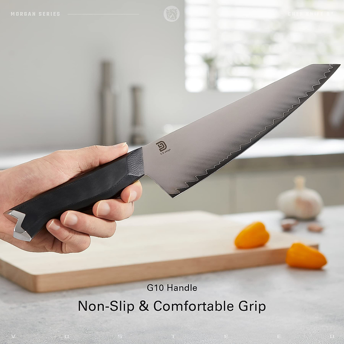 Vosteed Kitchen Utility Knife 5 Inch Paring Knife For Kitchen, Small Chef's Knife Sharp Cutting Knife With Sheath-High Carbon Stainless Steel Knife Full Tang With G10 Handle, Gift Box - Morgan Series