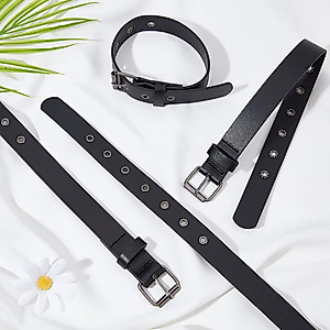 FINGERINSPIRE 4 Pcs Traditional Kilt Extender Straps Leather Cuff Belt Buckles 0.9x16 inch Black PU Leather Adjustable Belt with Metal Square Buckle Women's Belt for Coat Jacket Dress Bags DIY Craft