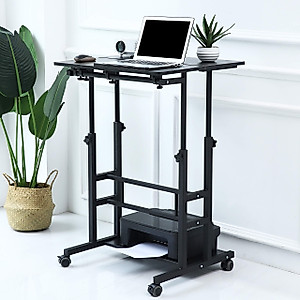 UNICOO Portable Standing Desk on Wheels, Height Adjustable Mobile Standing Desk, Versatile Standing Portable Desk for Home Office, Rolling Sit-Stand Workstation, Stand-up Desk, Ergonomic Design