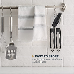 Can Opener Manual Handheld With Magnet, Lid-Lift Safety - Comfortable Anti-Slip Grip Handle And Big Turn Knob - Smooth Edge With Stainless Steel Sharp Blade - Heavy Duty Bottle Can Opener - Black