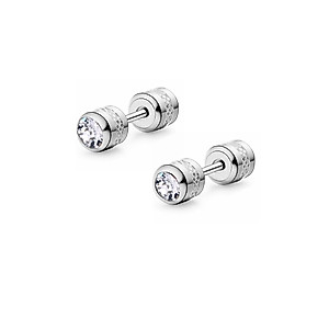 Hypoallergenic double sided diamond Stud Earrings For Womens Girl Secure Safety Screw back Cartilage CZ Stud Earrings (4mm Steel (2 Pairs))