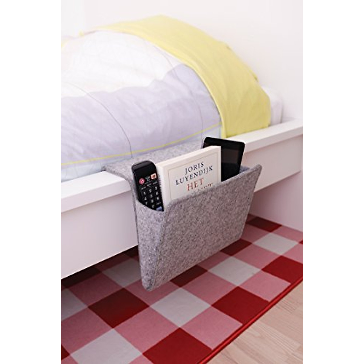 Kikkerland Grey Felt Bedside Pocket Caddy, Storage, Organizer, Holder