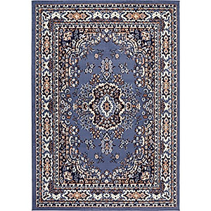 Home Dynamix Premium Sakarya Traditional Medallion Border Area Rug, Country Blue, 5'2"x7'4" Rectangle