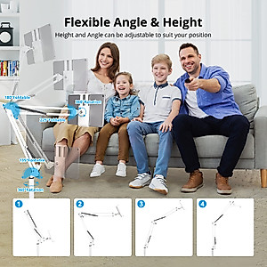 Spessn Adjustable Tablet Floor Stand Universal 360-degree Rotatable Metal Tablet Holder Phone Stand Compatible iPad/iPhoneX/iPad Pro 4.5~12.9 Inch-Screen, Phone, Kindle (White)