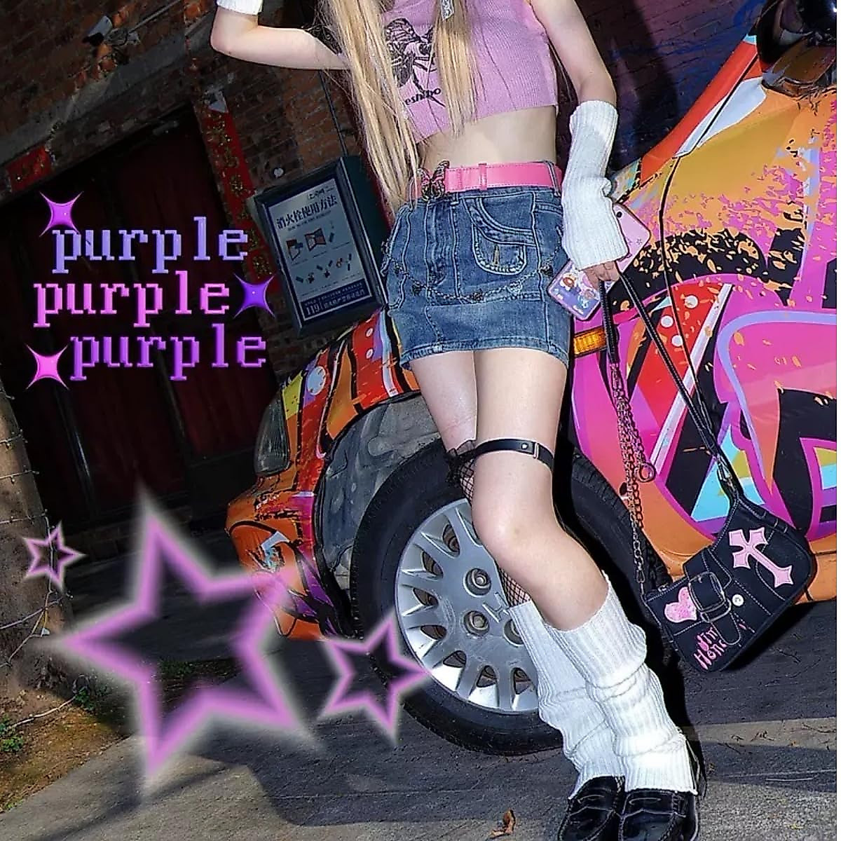 VTTDB Arm covers cute women kawaii japanese harajuku Y2k Arm Warmer for Girls Goth Gloves Fingerless Knitted Arm Sleeve (white)