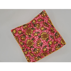 Yellow Flowers on Pink Microwave Cozy Yellow Dahlia Reversible Soup Bowl Buddy Microwaveable Potholder Floral Handmade Housewarming Hostess Mothers Day Gifts Under 10