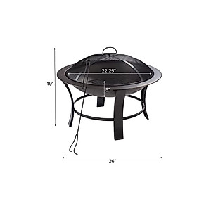 MADENA Mainstays 26" Metal Round Outdoor Wood-Burning Fire Pit,DS-46552