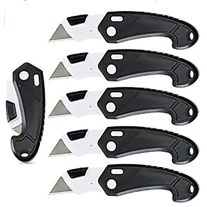 Zimpty 6-Pack knife Box Cutter, Razor Knife, Back Lock Design, Quick Change Blade, Folding Utility Knife for Boxes, Cardboard, Carton, Carpet