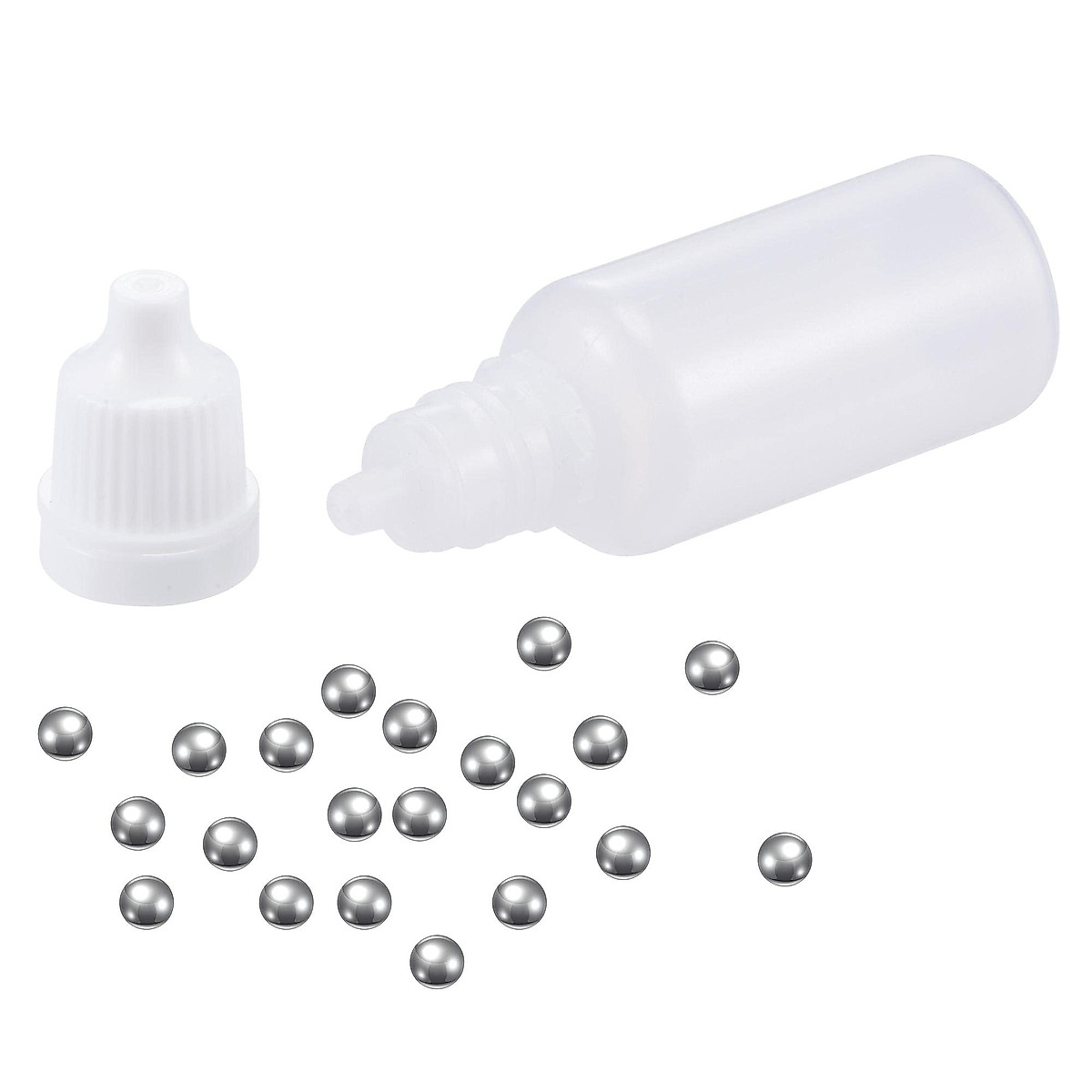 uxcell 300pcs 5.5mm 304 Stainless Steel Balls with 30pcs 15ml PE Bottles for Model Paint