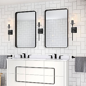 ZSMIHDOH Modern Wall Sconces Set of 2, Black Bathroom Vanity Light, Indoor Wall Sconces for Bedroom Living Room Hallway (Black - 2 Pack)