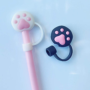 Lemonadeus Silicone 2PCS Straw Tips Cover Reusable Drinking Straw Tips Lids/Plugs Anti-dust, Airtight Seal Splash Proof - for 6-8mm Straws (dogs cats claws)